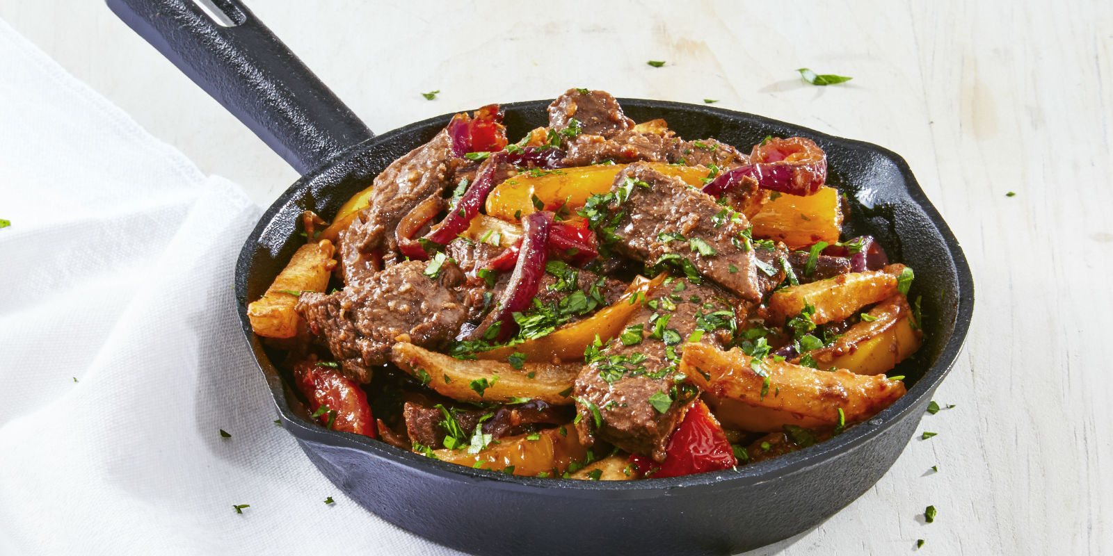 Sauteed Beef and Pepper Skillet with Fries